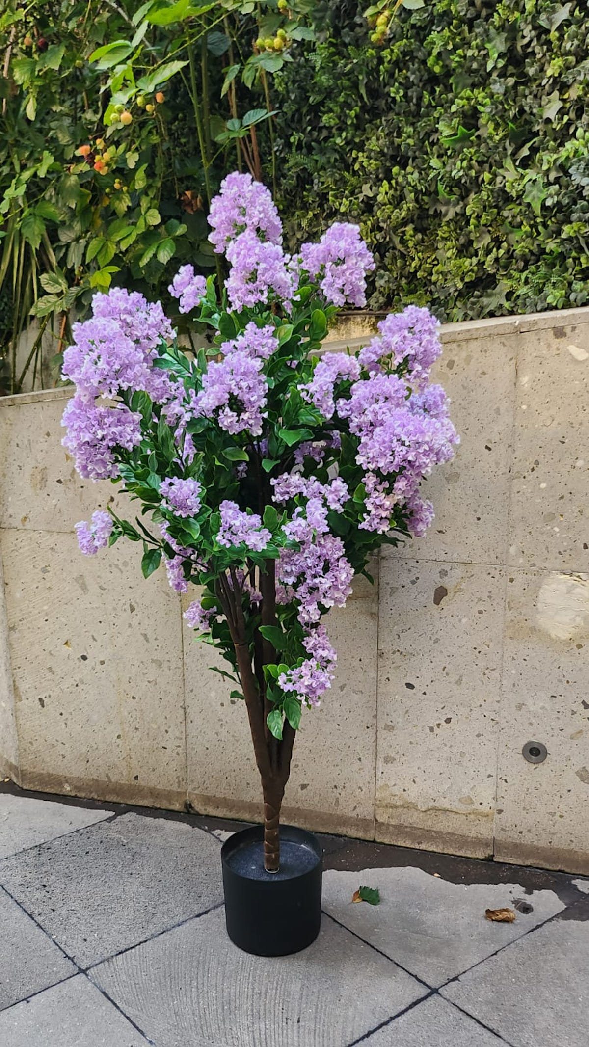 Primrue 47 In. UV Resistant. Artificial Lilac Plant Tree In Black Pot ...