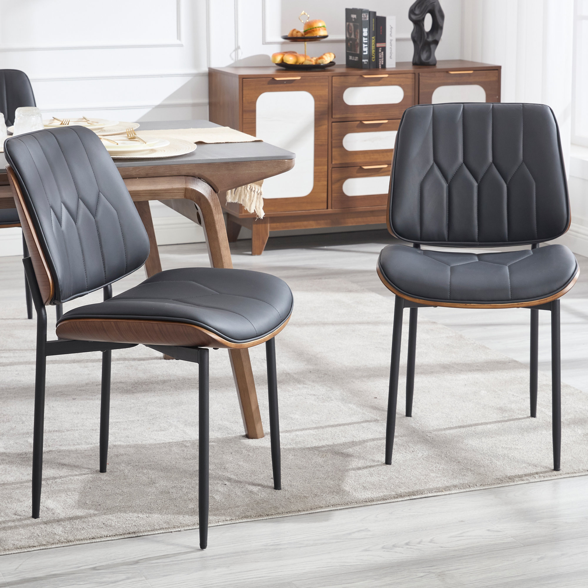 George Oliver Faux Leather Upholstered Solid Back Side Chair - Wayfair ...