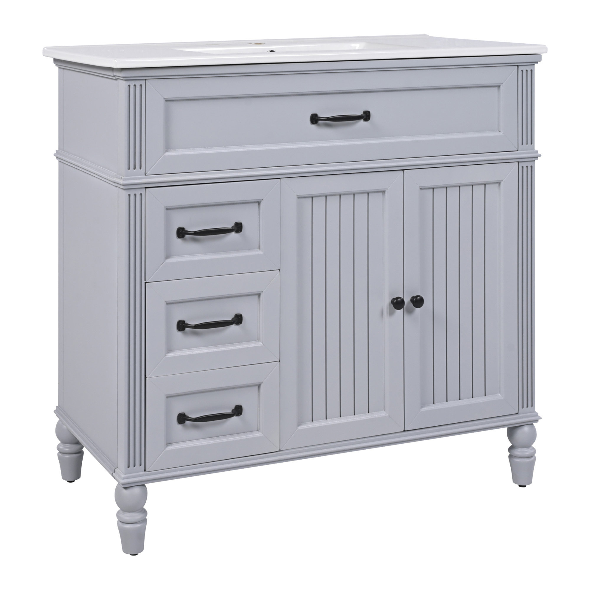 Taroo Clocks 36" Bathroom Vanity with Sink, Bathroom Cabinet with ...