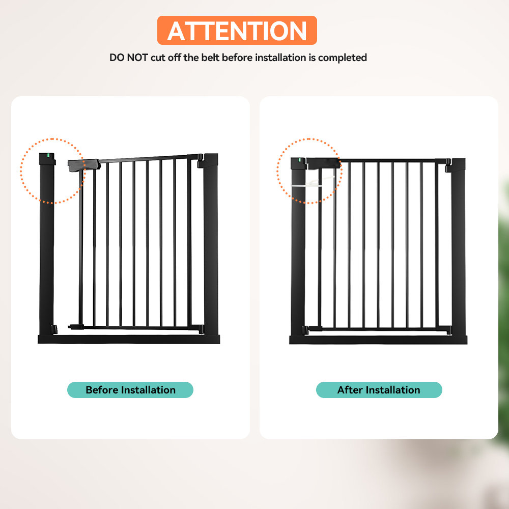 Toocapro 29.5-46" Dual Locking Auto Close Safety Gate with Green/Red ...