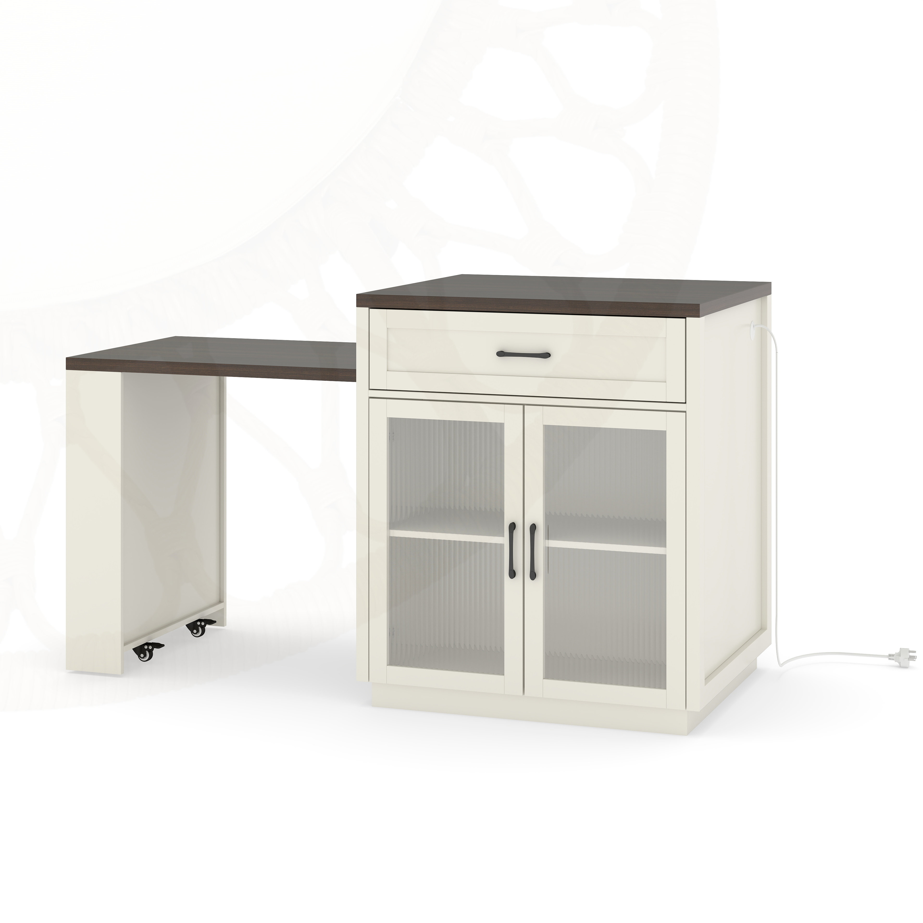 Latitude Run® Extendable Kitchen Island with Slide Out Table and ...