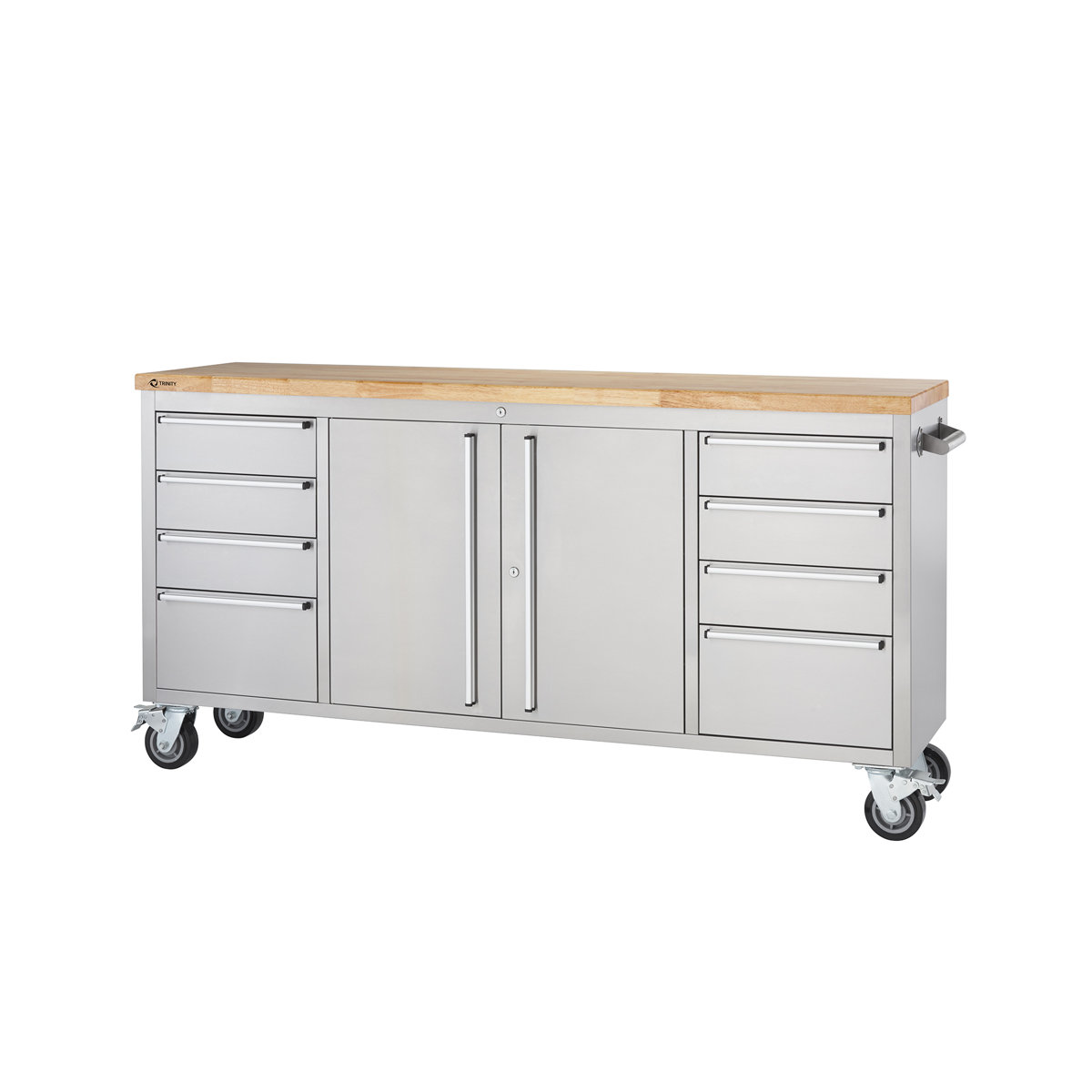 TRINITY 6 ft. W 8-Drawer Stainless-Steel Rolling Mobile Workbench w ...