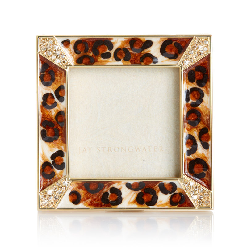 Jay Strongwater Leopard Spotted Pave Corner 2" Square Frame | Wayfair