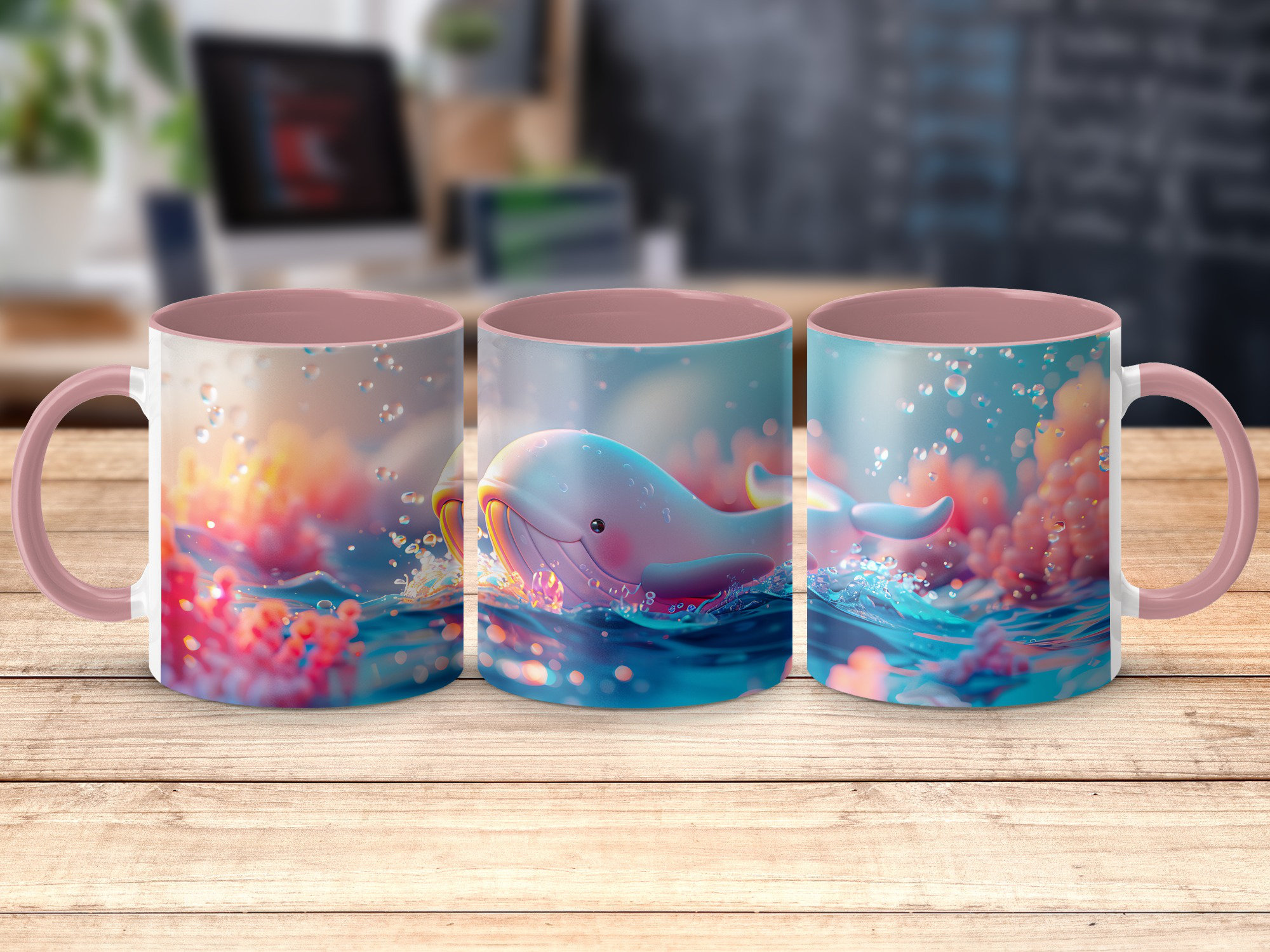 East Urban Home Set of 2 3D Design 11oz Accent Mugs – Ceramic Coffee ...