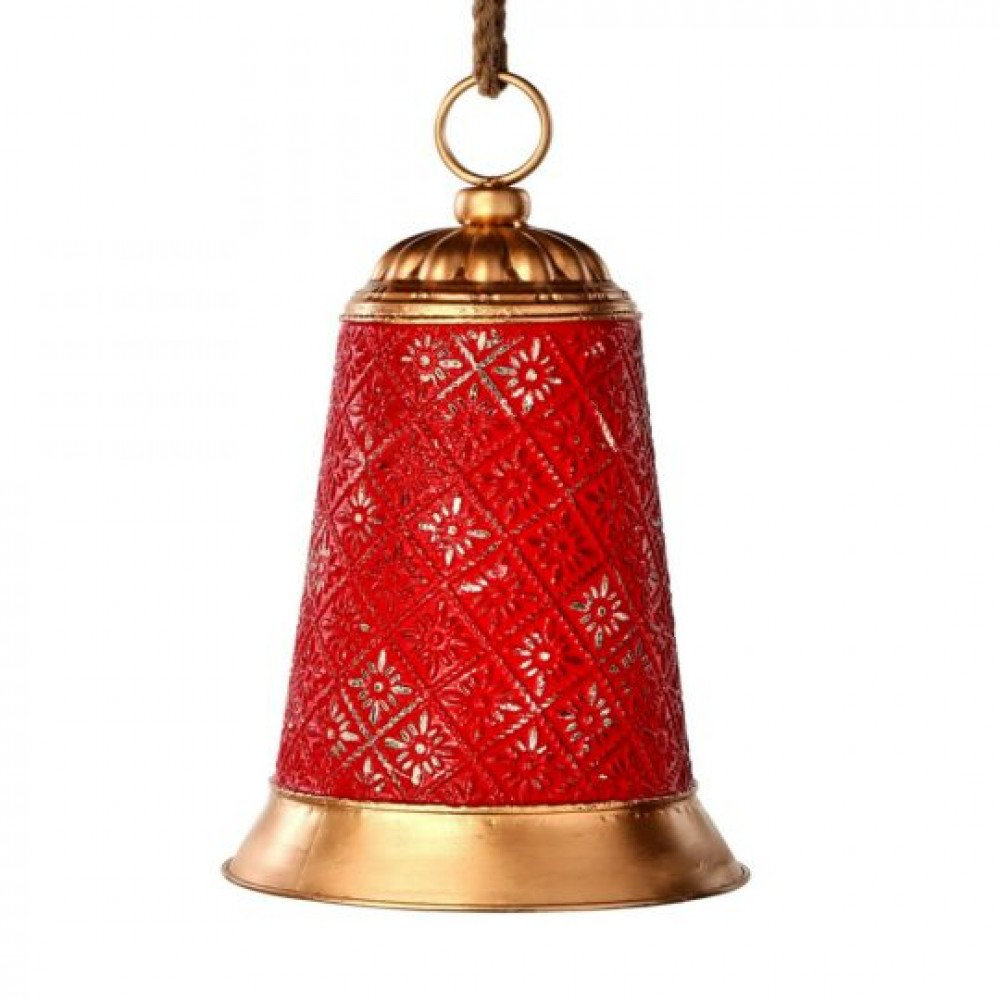 World Menagerie Antique Red With Gold Trim And Rope Handle Bell | Wayfair