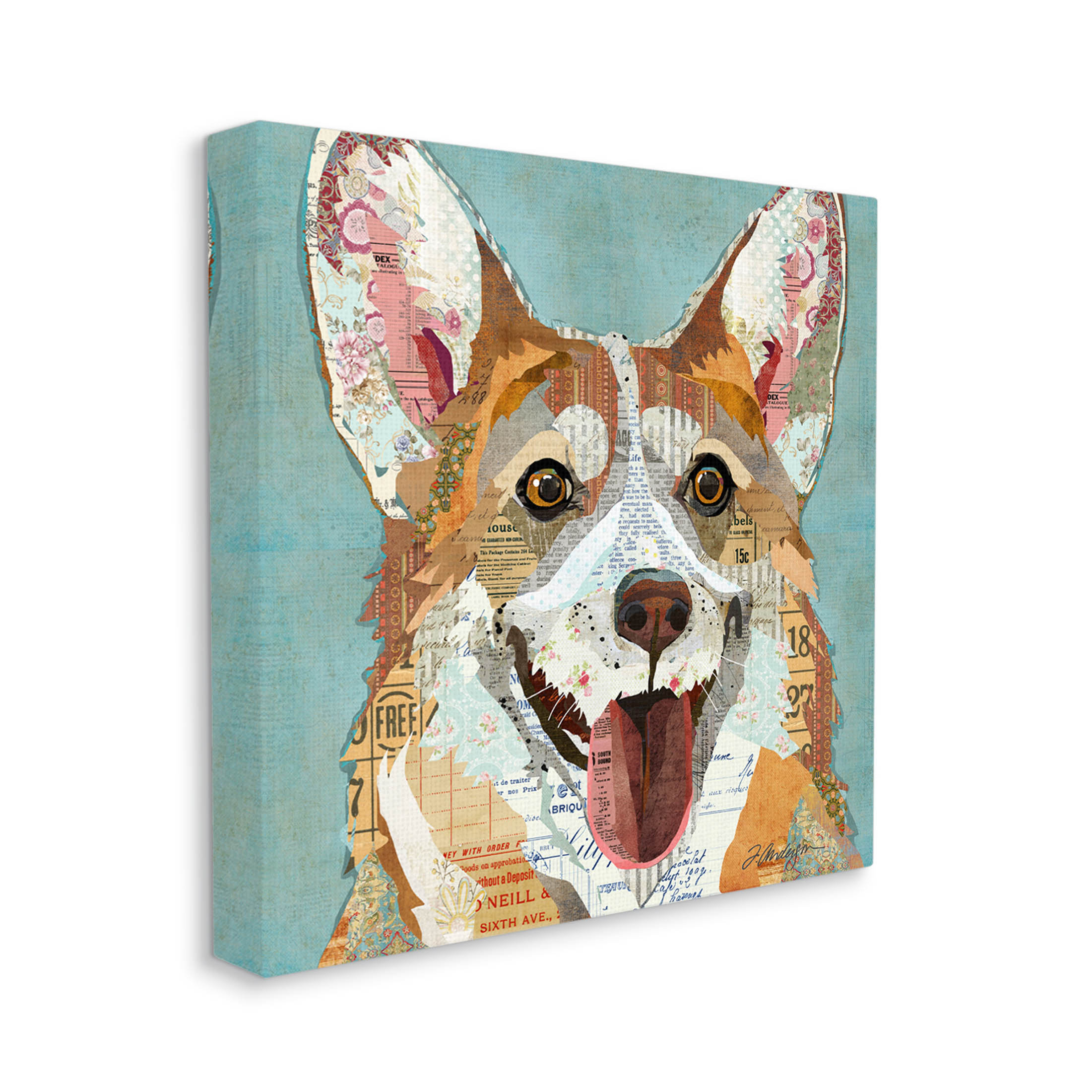 Winston Porter Vintage Ephemera Corgi Portrait Collage by Traci ...
