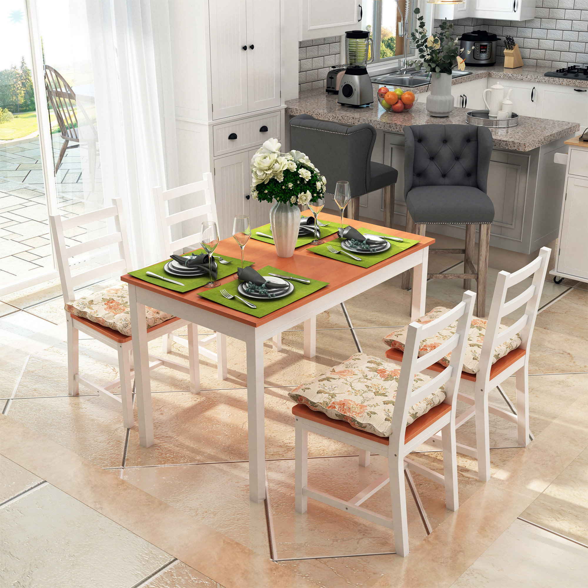Gracie Oaks 5 Piece Modern Kitchen Table and Chairs | Wayfair