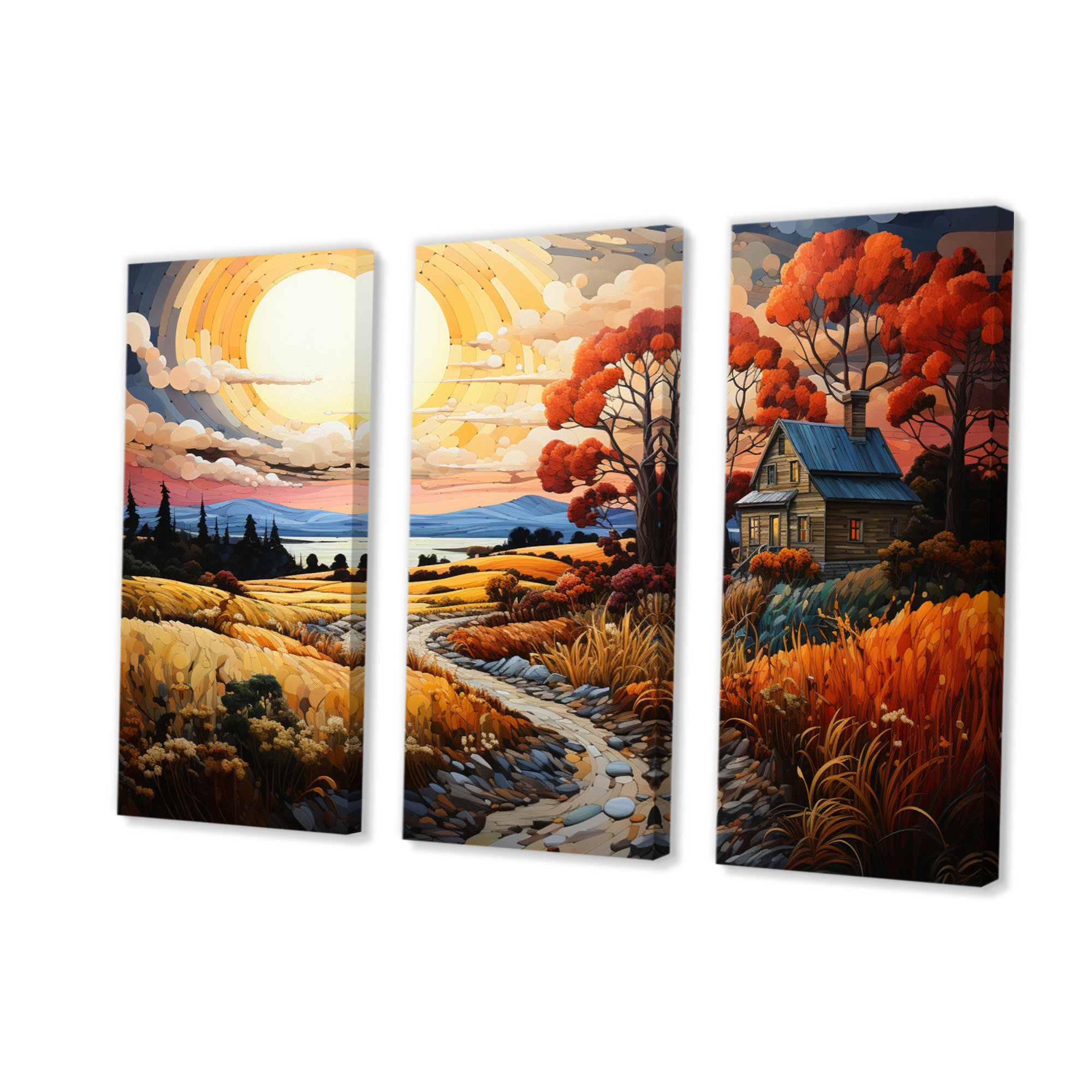 Winston Porter Farmhouse Farmstead Mosaic Pointillism II On Canvas 3 ...