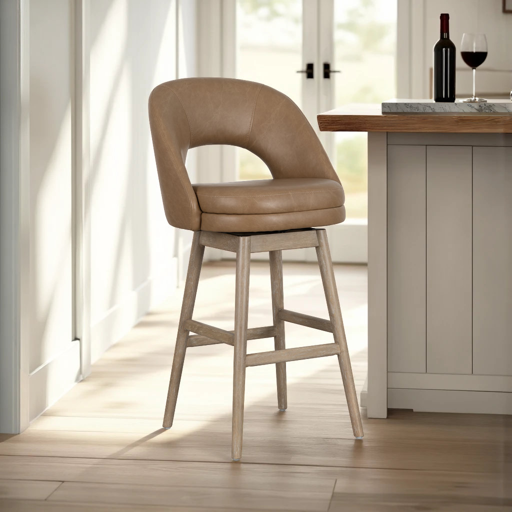 Corrigan Studio® Kendricque Mid-Century Modern Swivel Rubberwood ...