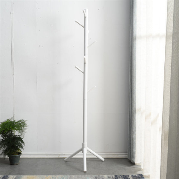 Ebern Designs Traylan Solid Wood Freestanding 8 - Hook Coat Rack | Wayfair
