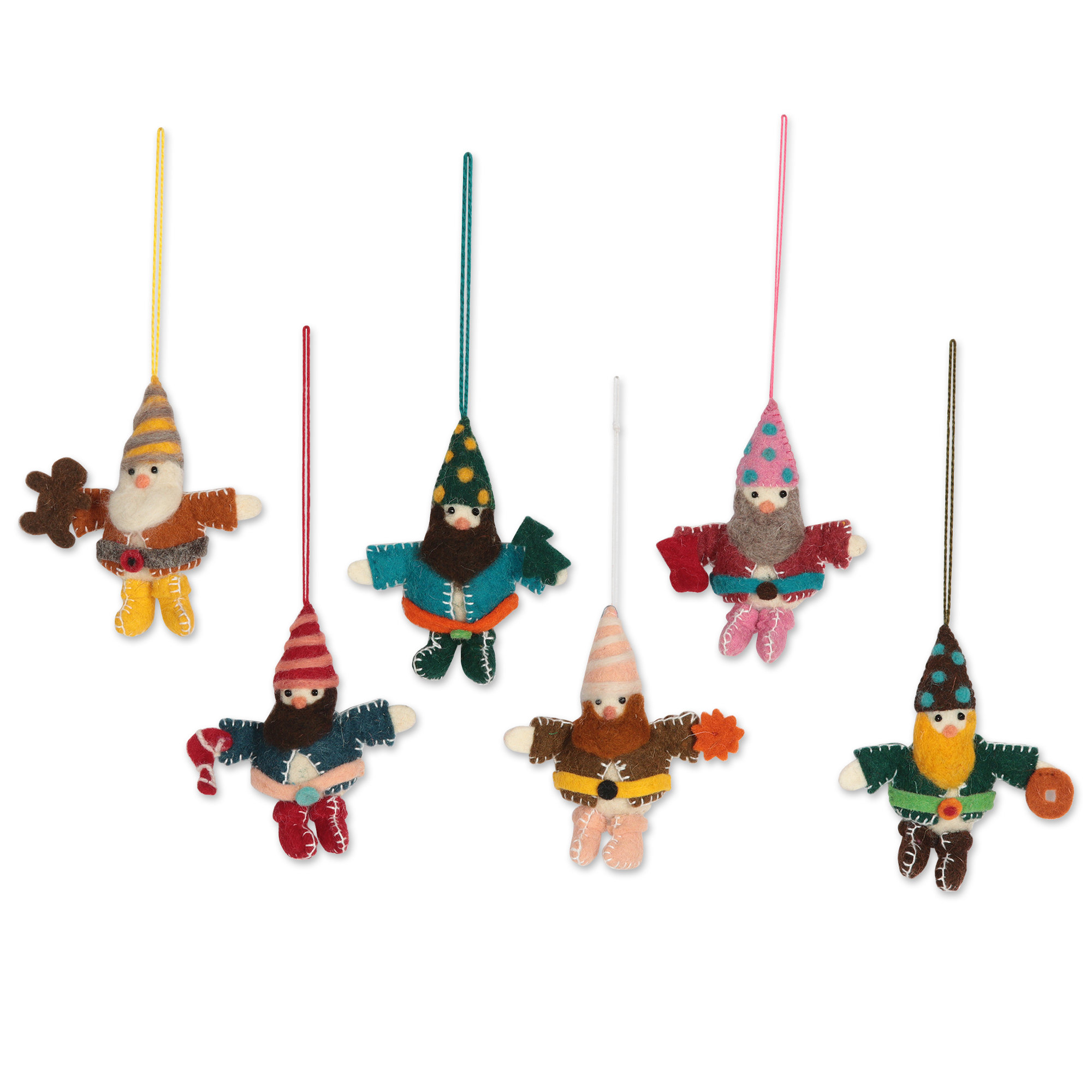 The Holiday Aisle® 6 Piece Glad Tiding Gnomes Hanging Figurine Ornament ...