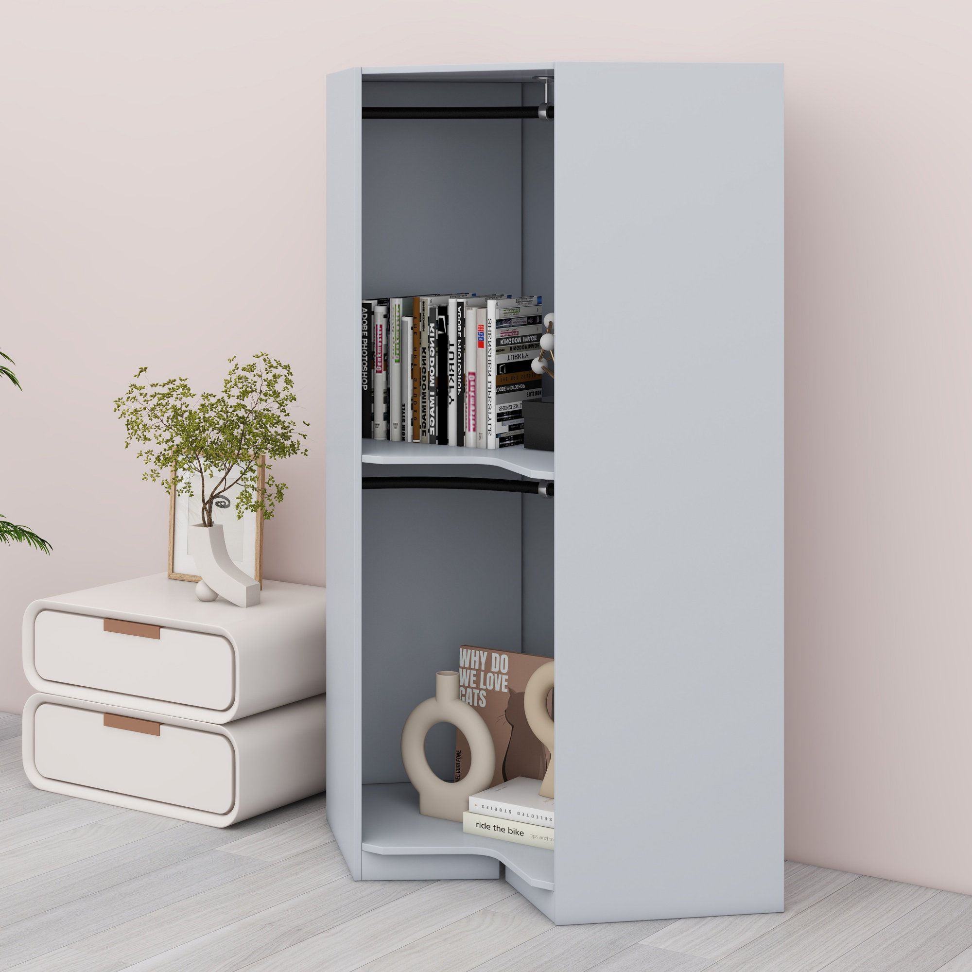 Wrought Studio™ Polygon Corner Wardrobe | Wayfair