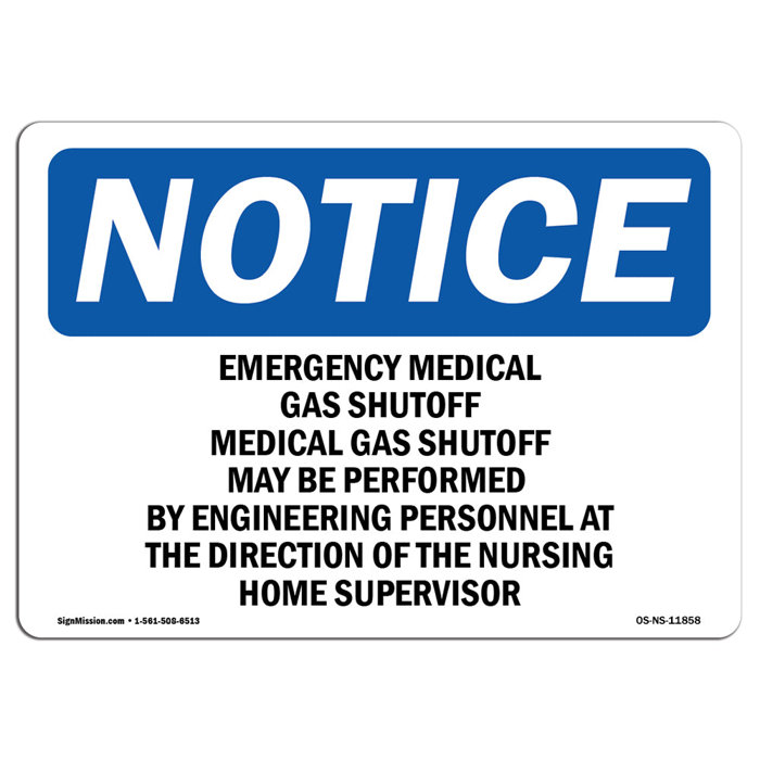 SignMission Emergency Medical Gas Shutoff Medical Gas Sign - Wayfair Canada