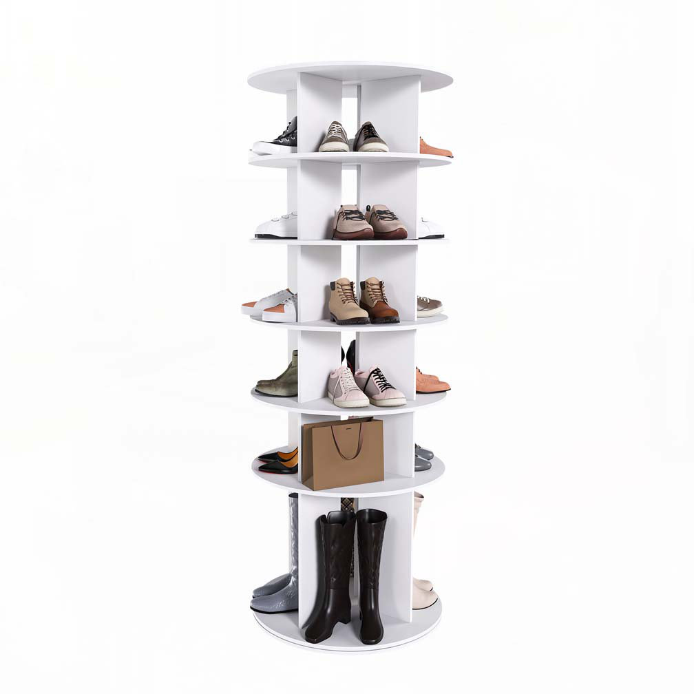 Latitude Run® Rotating Shoe Rack Tower, 6-Tier Spinning Shoe Rack, Free ...