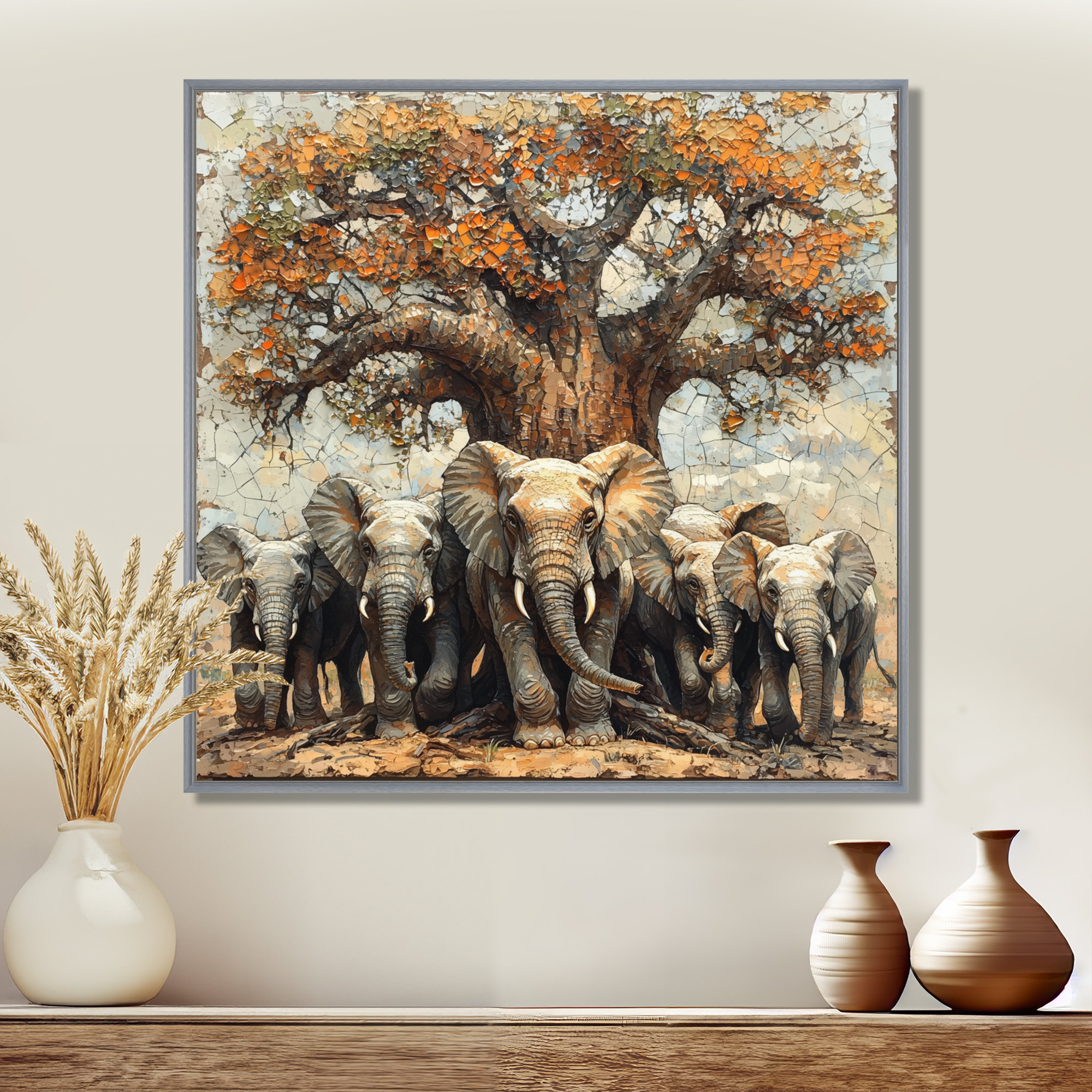 Bungalow Rose African Elephants By The Baobab Tree II - Elephant Canvas ...