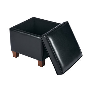 Ebern Designs Kemmerer Faux Leather Storage Ottoman with Wooden Legs ...