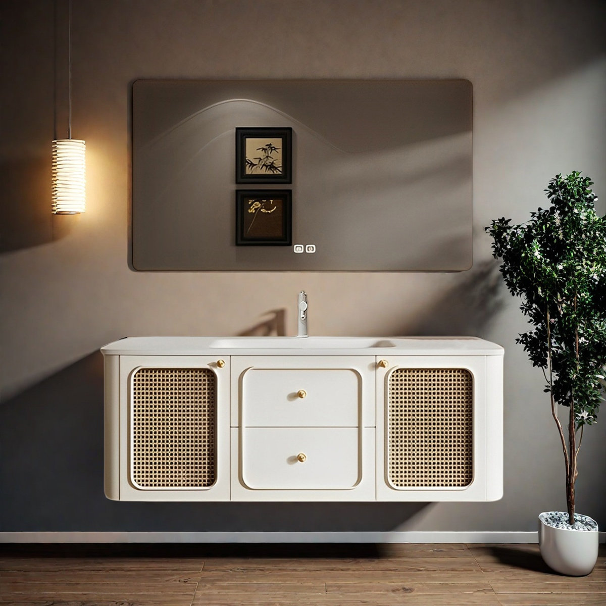 Bayou Breeze French retro-style rattan bathroom cabinet - Wayfair Canada