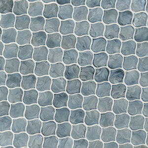 Ackland Blue Shimmer Arabesque 10 in. x 10.2 in. Glass Mesh-Mounted ...