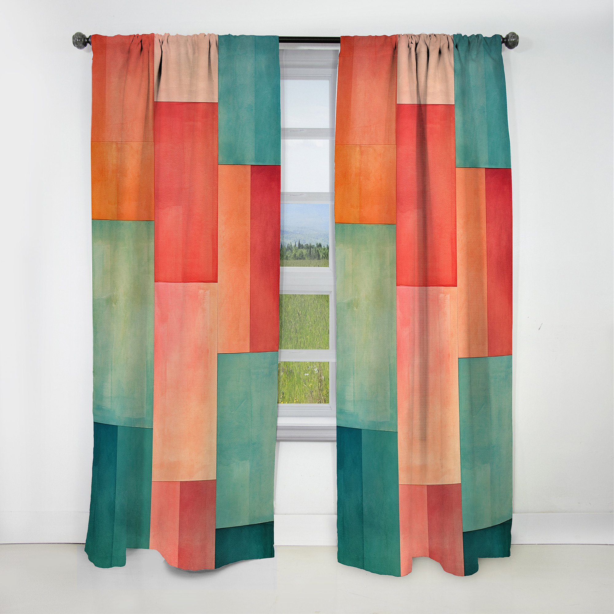 Orren Ellis Coral Cubes Melody Shapes II - Abstract Shapes Curtain ...