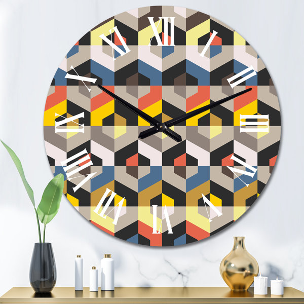 East Urban Home Yellow Blue And Orange Geometrics - Patterned wall ...