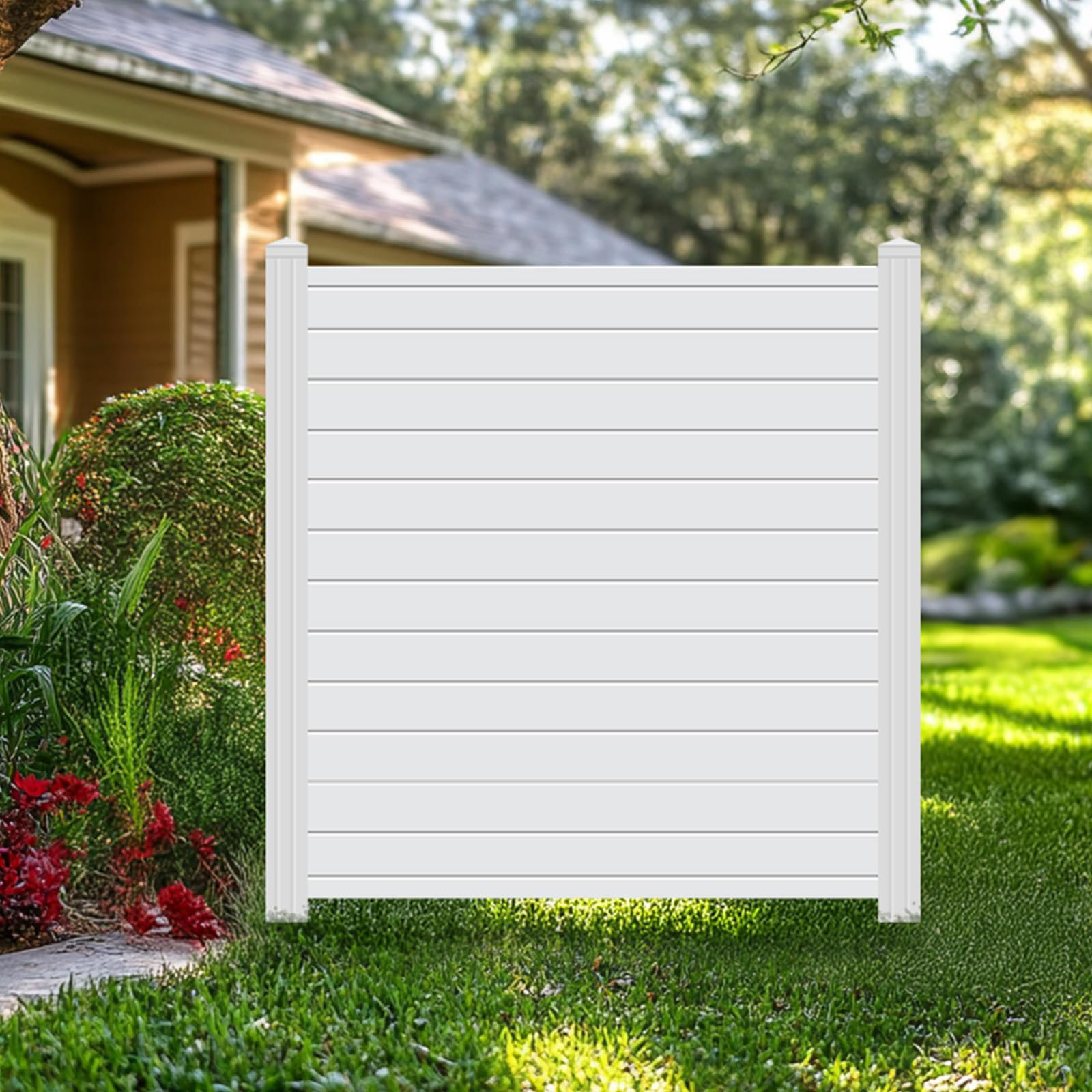 Miheng Vinyl Privacy Fence Panel with Extended 27.5" Ground Stake (1 ...