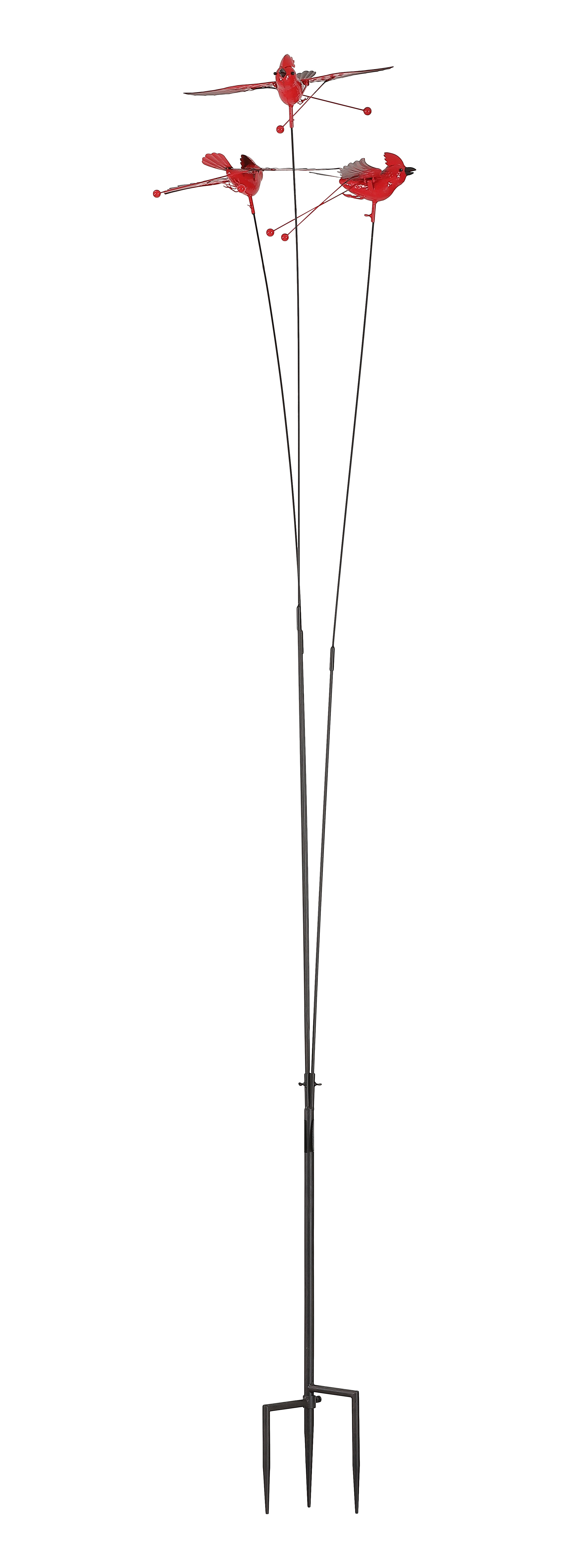 Arlmont & Co. 12 Feet Tall Rustic Three Cardinal Bird Swaying Garden ...