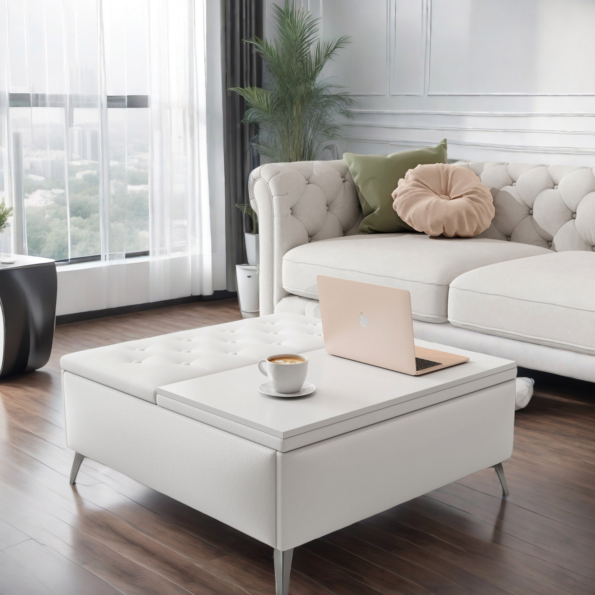 Ivy Bronx 35 Inch Large Storage Ottoman in Upholstered for Living Room ...