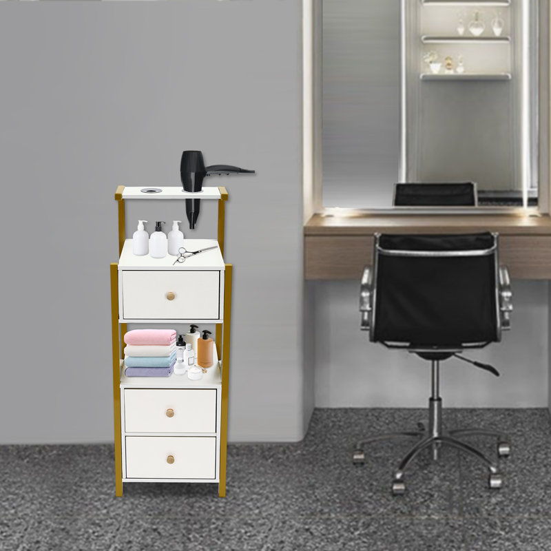 Mercer41 Arlian Beauty Salon Accent Cabinet Barber Station with 3 ...