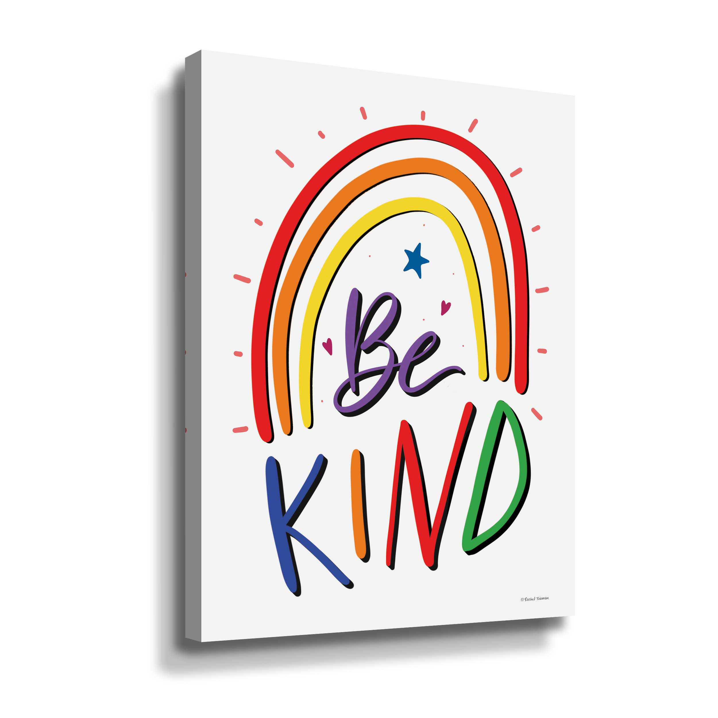 ArtWall Be Kind Rainbow Gallery Wrapped Floater-Framed Canvas | Wayfair