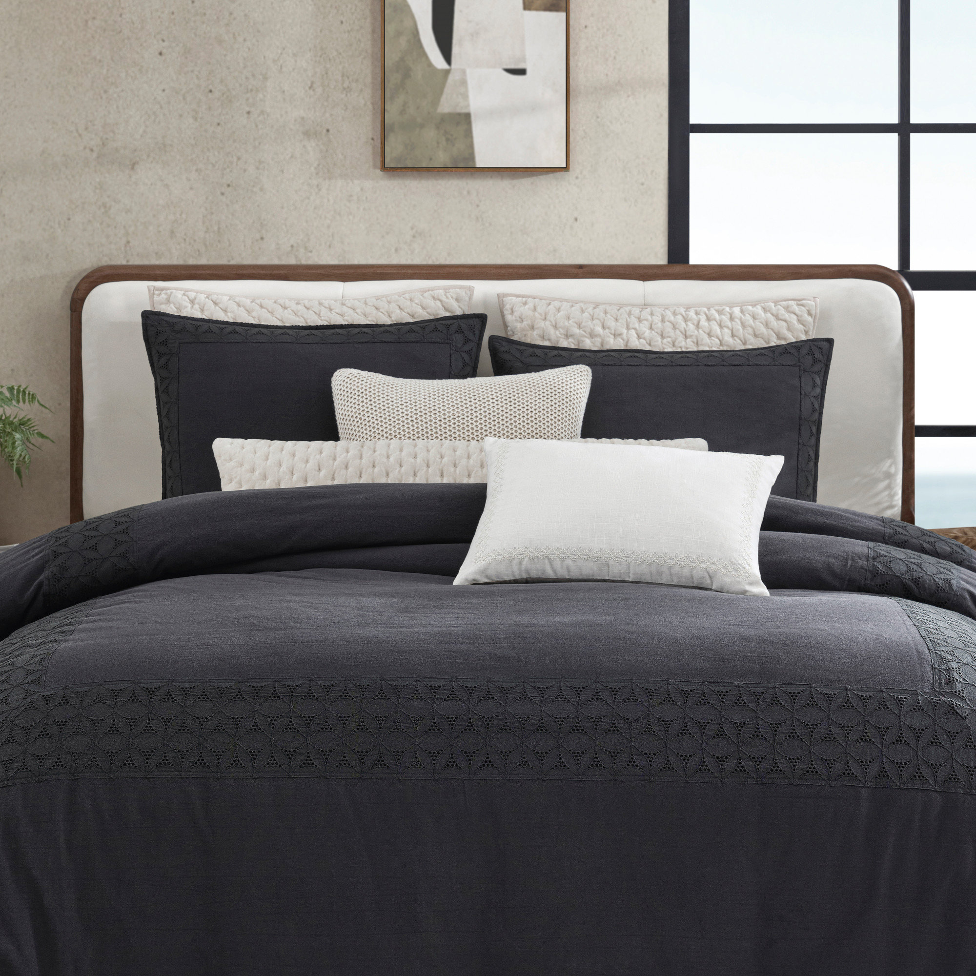 DKNY Pure Hotel Eyelet Full/ Queen Comforter Set Black - Wayfair Canada