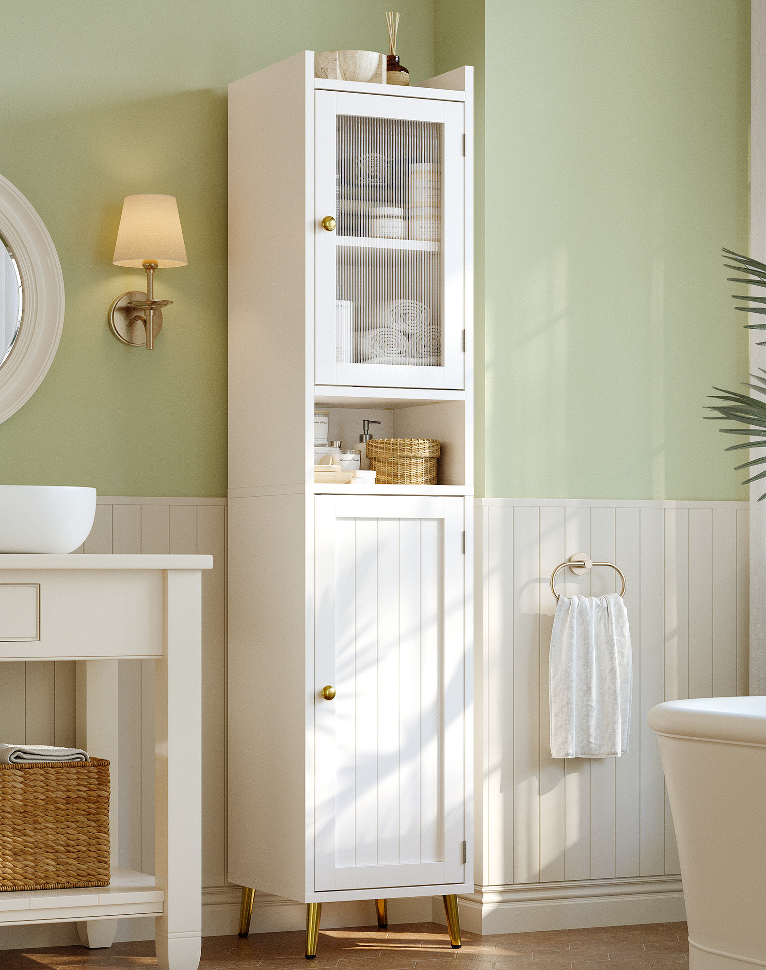 Rebrilliant 69.1'' Tall Bathroom Storage Cabinet With Adjustable ...