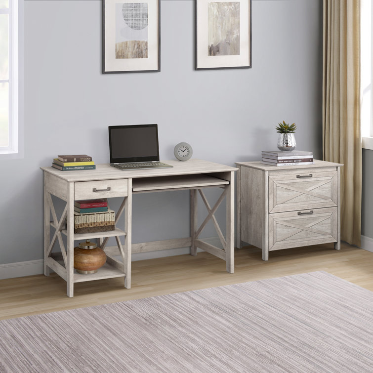 Saint Birch 2 Piece Farmhouse Wood 47-Inch Writing Desk Office Set ...