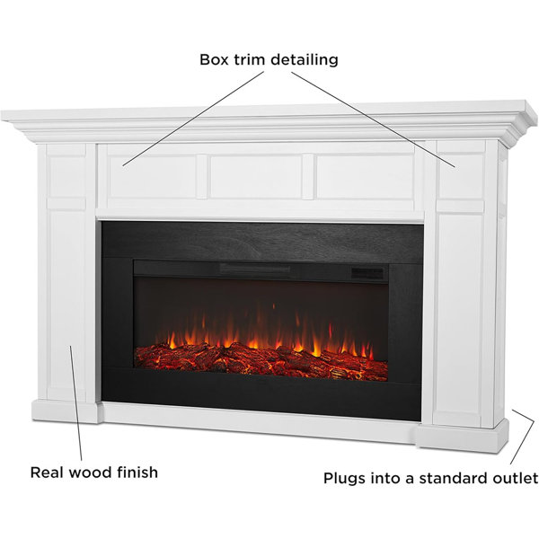 Gracie Oaks Electric Fireplace With Mantel, Realistic Log And Flame ...
