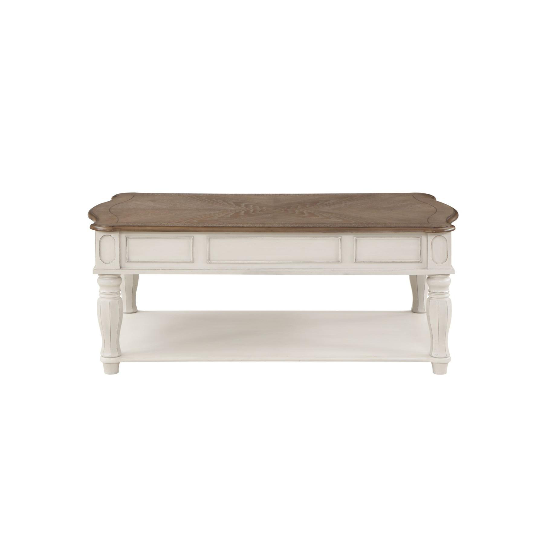 Red Barrel Studio® Florian Oak, Antique White Finish Coffee Table with ...