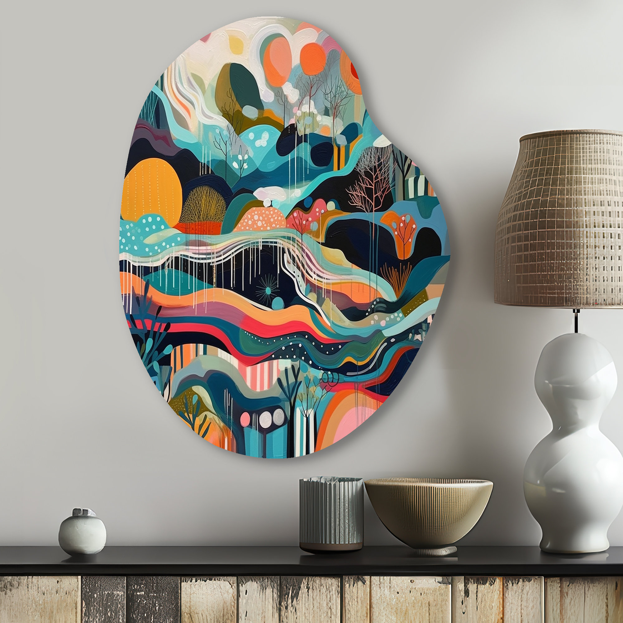 Design Art Blue Green Minimalism Explosion - Minimalism Irregular Shape ...