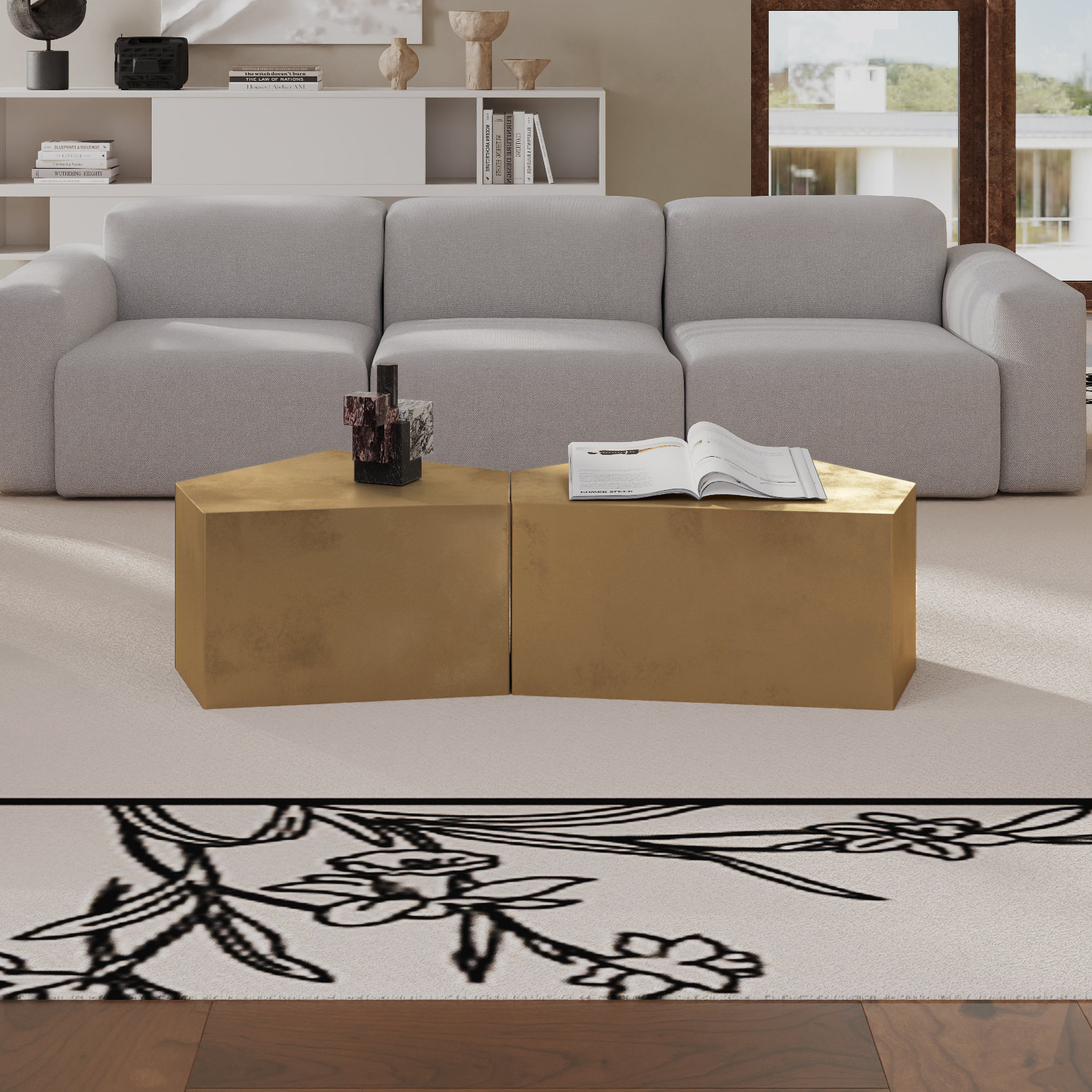 Ivy Bronx Irregular Pentagonal Coffee Table Set | Wayfair
