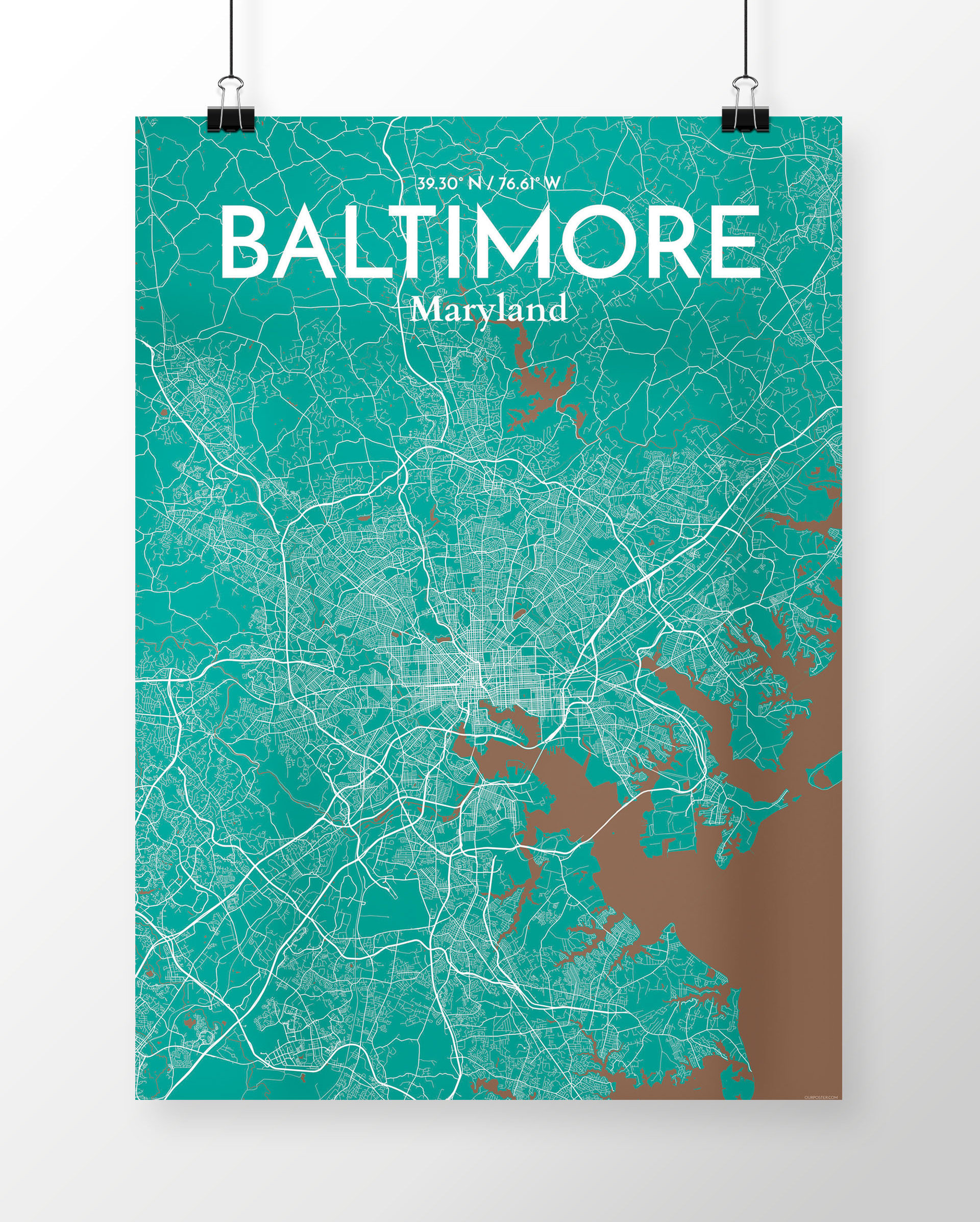 Wrought Studio Baltimore City Map Graphic Art Print Poster in Green ...