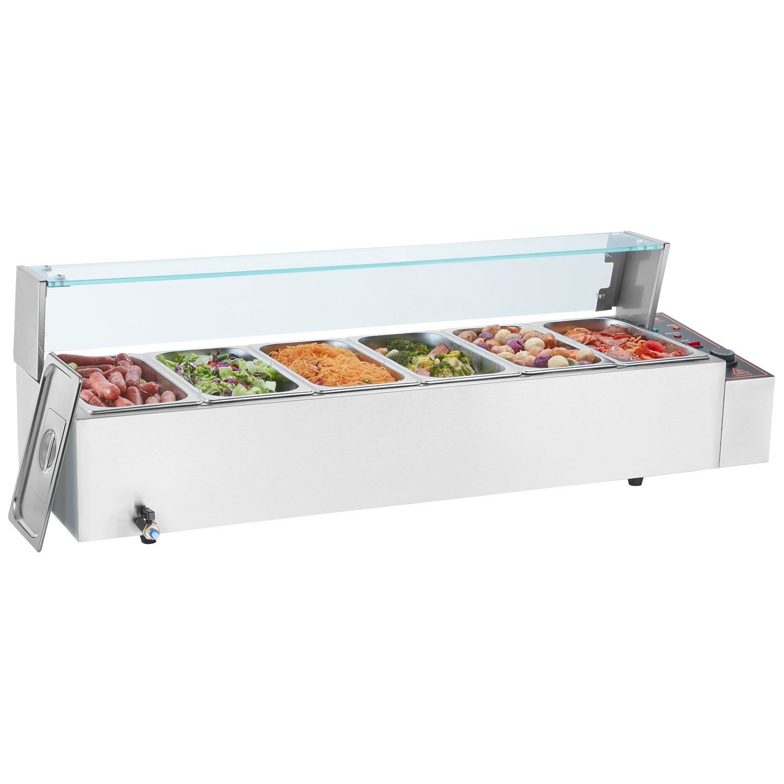 Latitude Run® Commercial Electric Food Warmer Countertop Buffet 6*5Qt ...