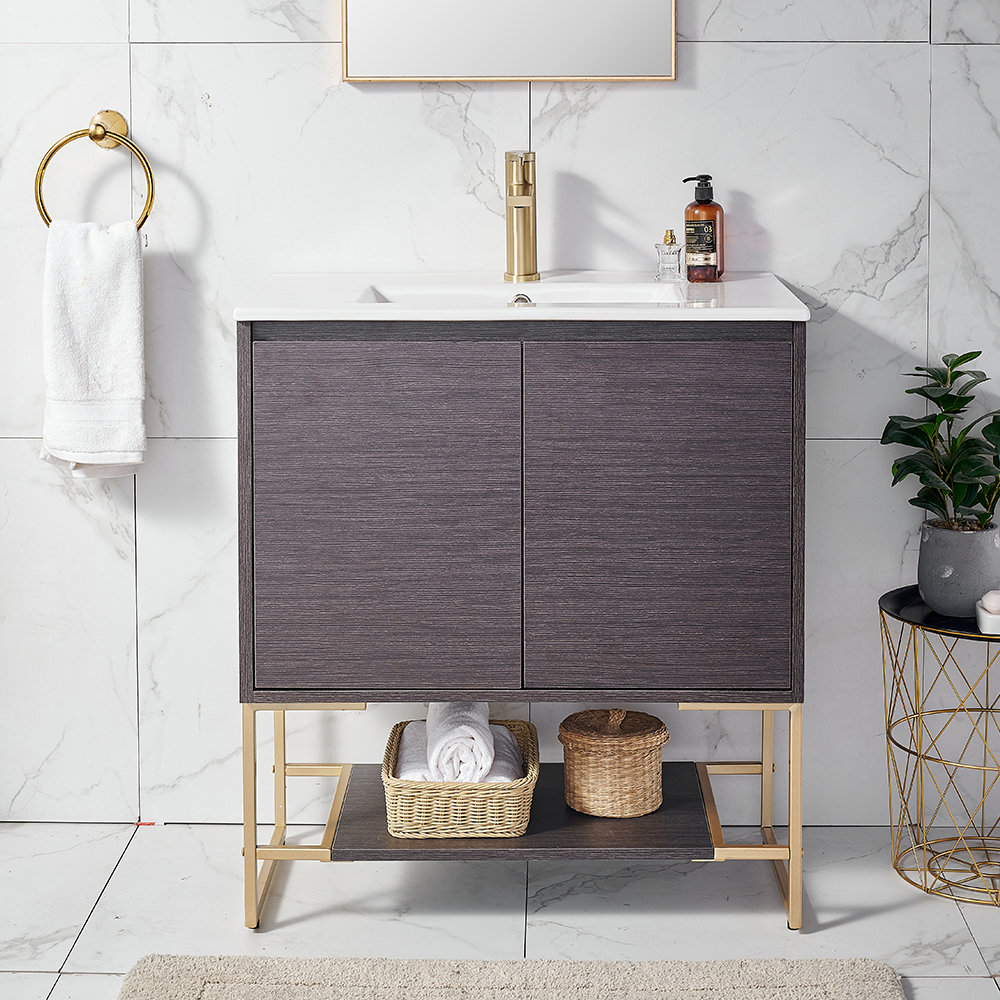 Mercer41 Isyss 30'' Blue Modern Free-standing Single Bathroom Vanity ...