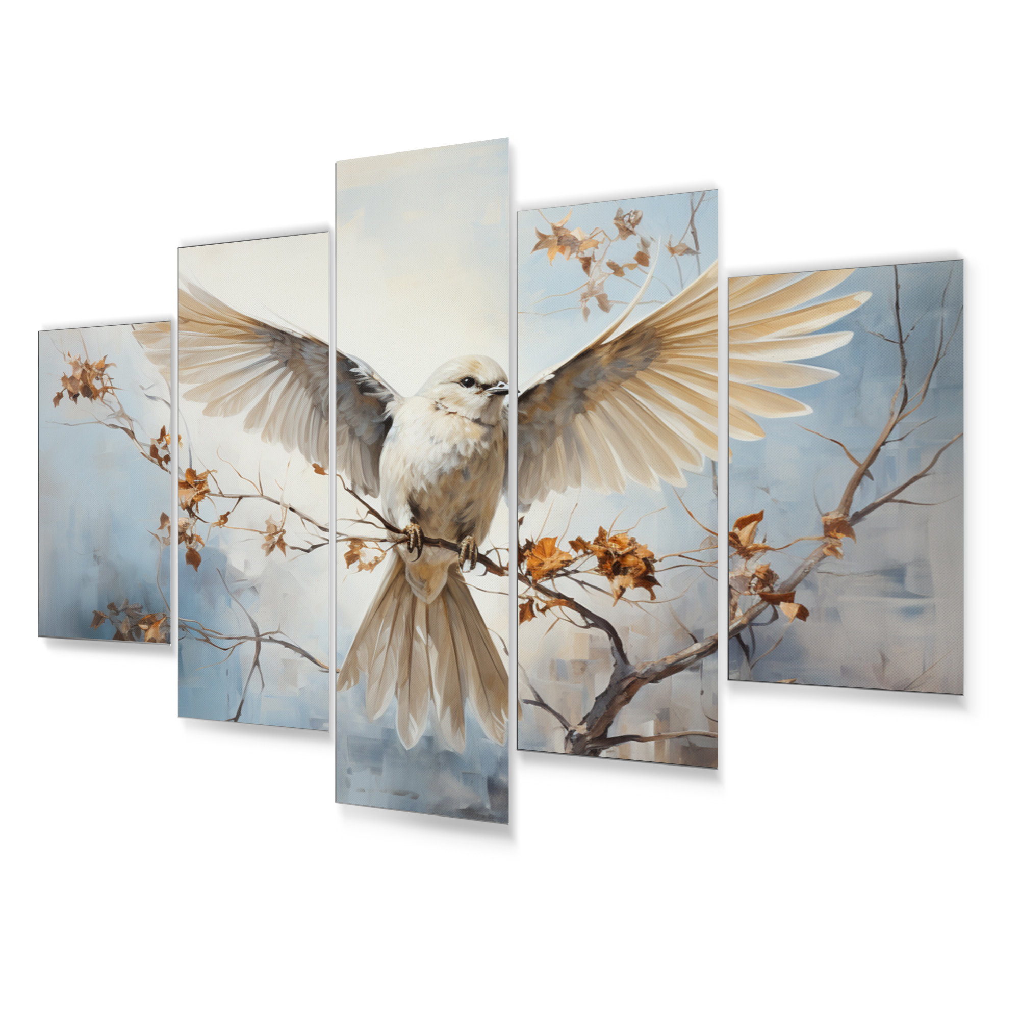 Design Art Feathered Elegance III - Animals Bird Metal Wall Decor Set ...