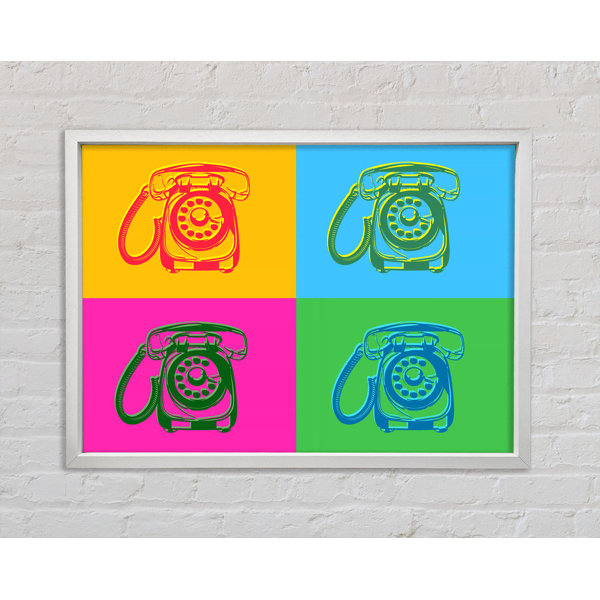 Bright Star Pop Art Retro Telephones - Single Picture Frame Print on ...