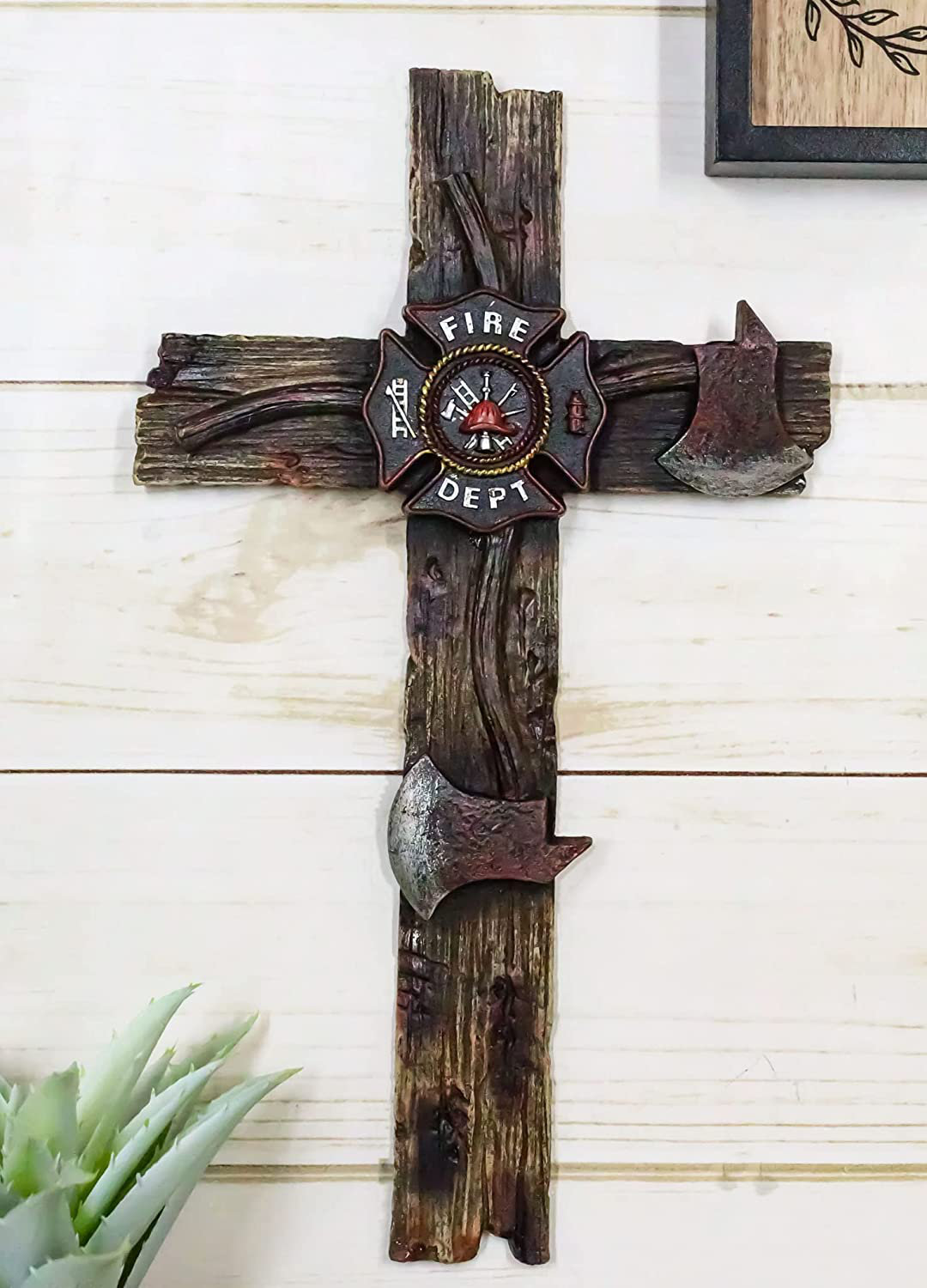 Bungalow Rose 12" H Rustic Western Fire Department Maltese Emblem Badge ...