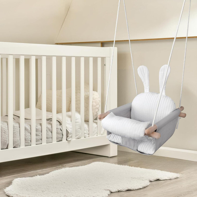 Zoomie Kids White-Gery Baby Hammock Swing for Indoor Playground,Swing ...