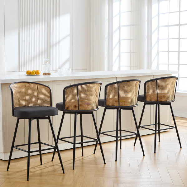 Bay Isle Home™ Cane Back Swivel Upholstered Counter & Bar Stool | Wayfair