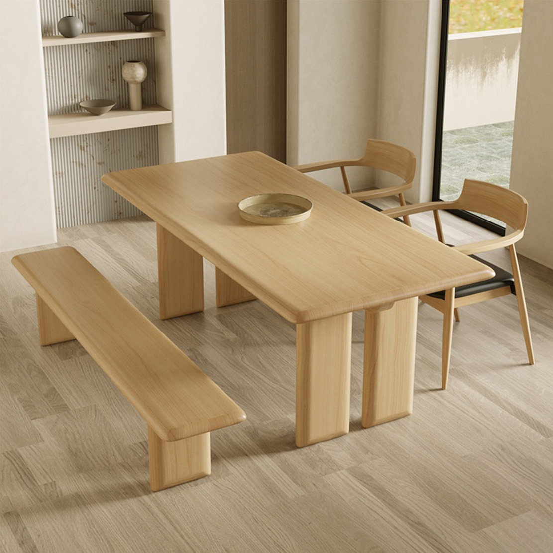 Waagy Natural solid wood table set | Wayfair