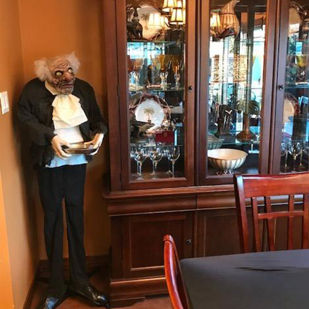 The Holiday Aisle® Life-Size Halloween Animatronic, Zombie Butler ...