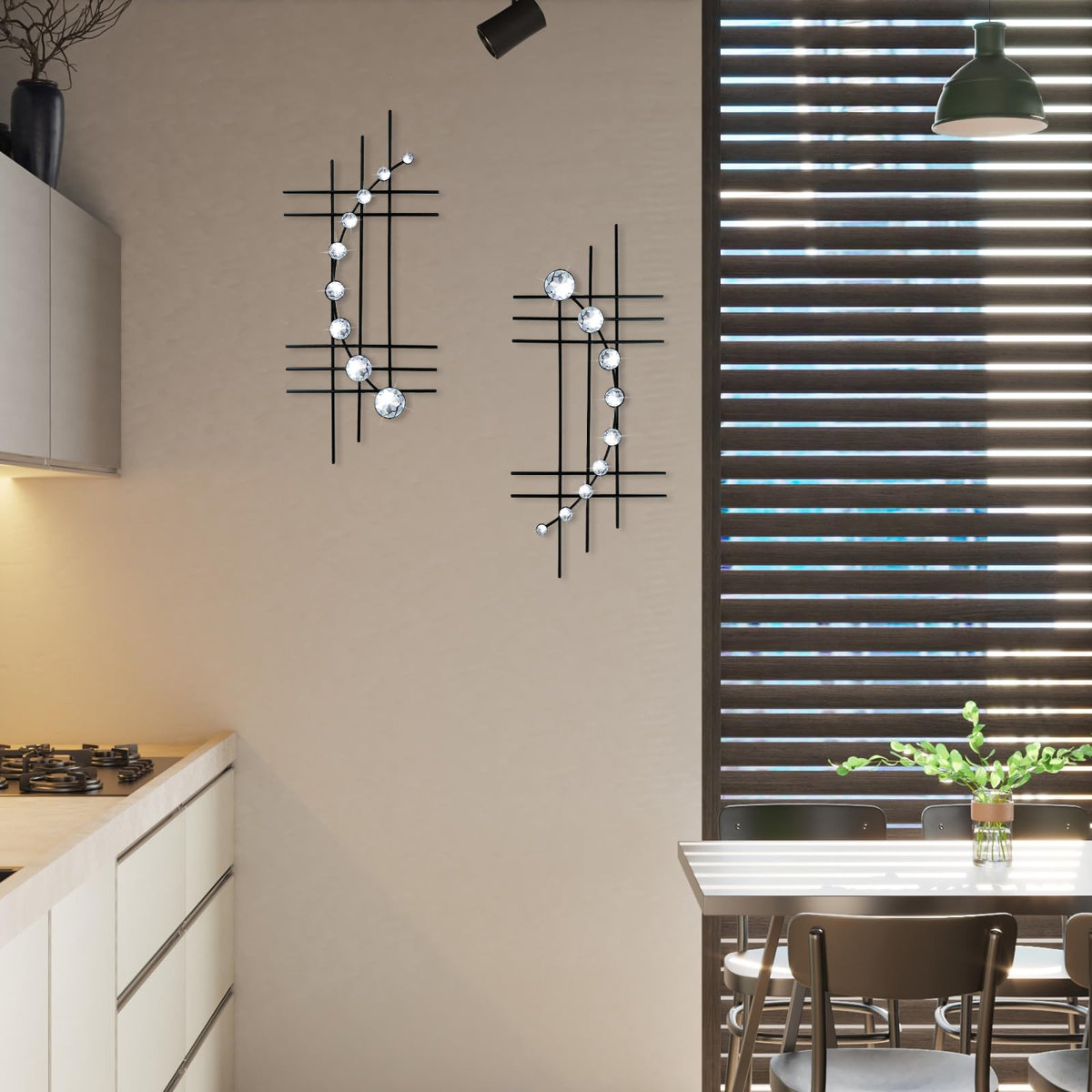 House of Hampton® 2 Set Bling Metal Wall Art Jeweled Crystal Hang Wall ...