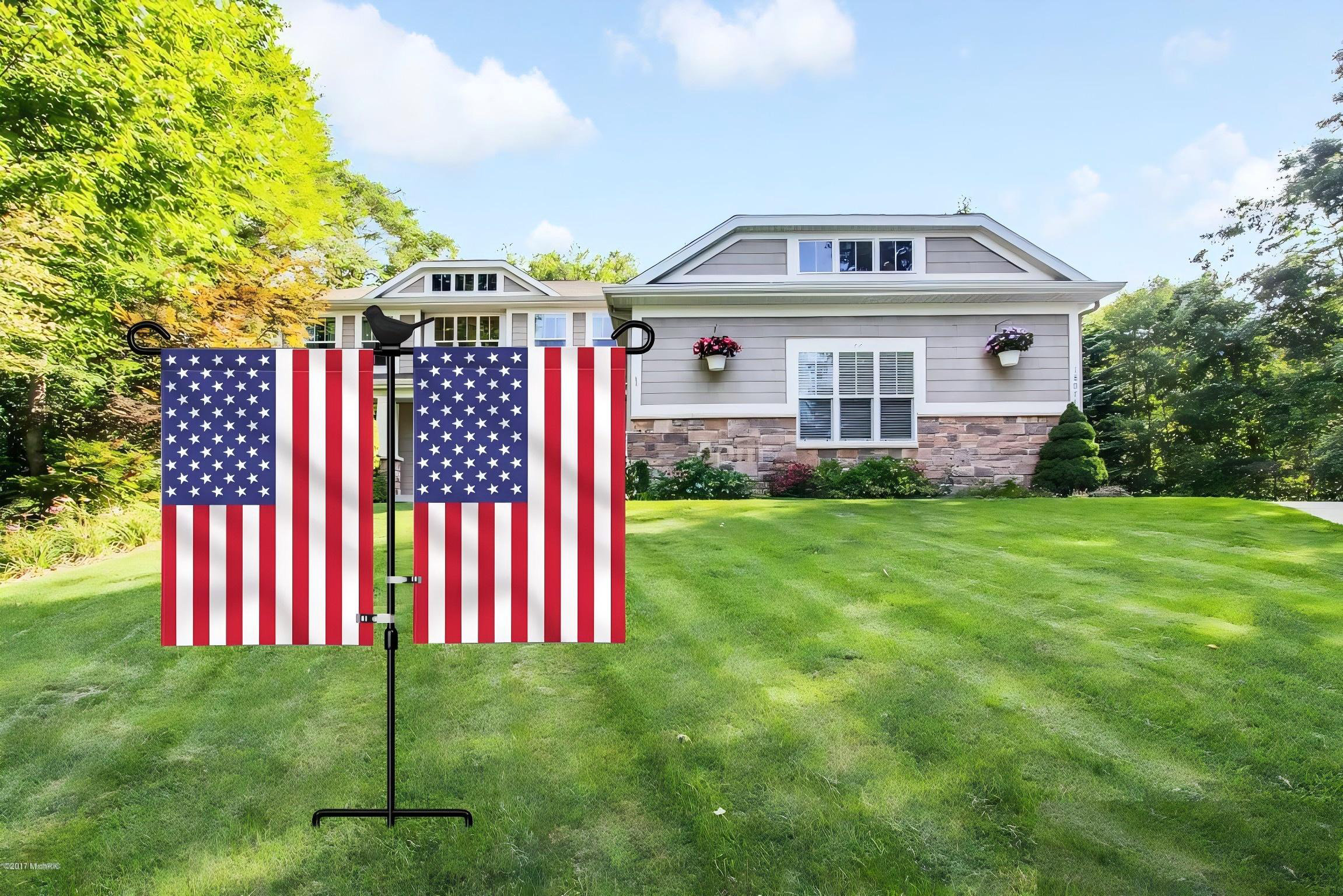 Lark Manor Garden Flag Stand Holder For Double Flags With Bird Garden ...