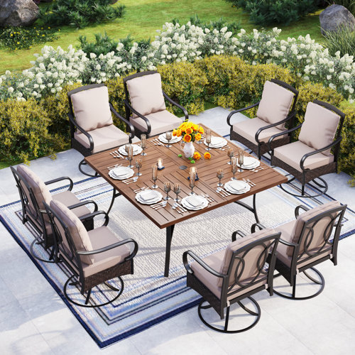 Lark Manor Argyri 8 - Person Square Outdoor Patio Dining Set with 8 ...