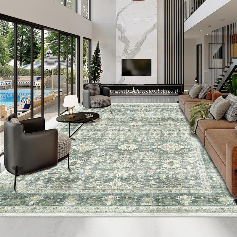 Bungalow Rose Machine Washable Rug - Vintage Design Area Rugs With Non ...